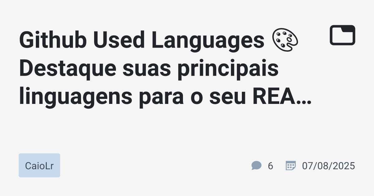 Github Used Languages 🎨 Destaque suas principais linguagens para o seu ...