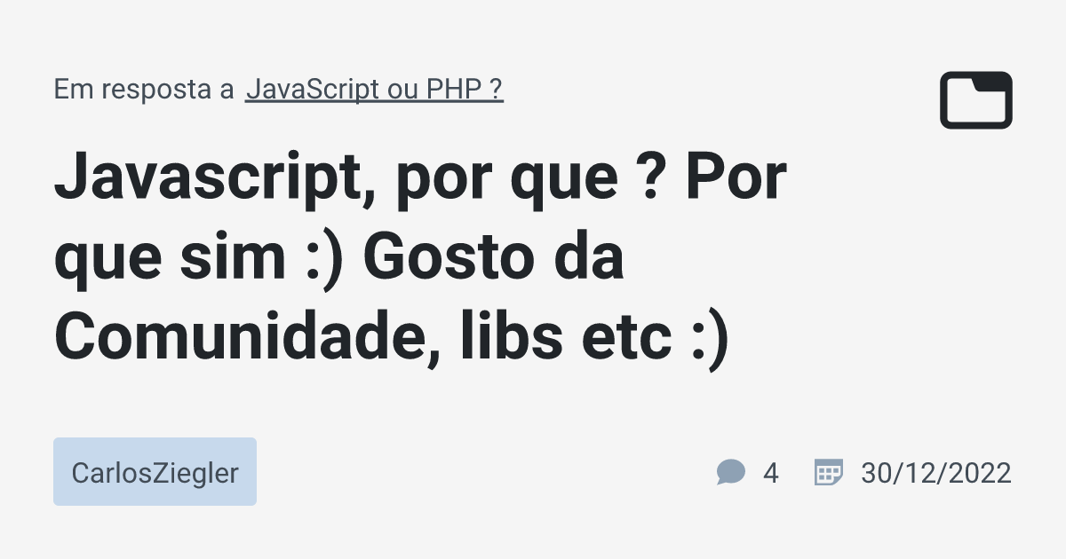 Javascript, por que ? Por que sim :) Gosto da Comunidade, libs etc ...