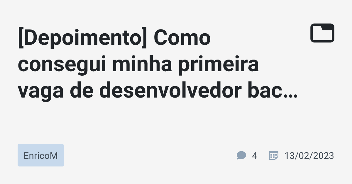 [Depoimento] Como consegui minha primeira vaga de desenvolvedor back ...