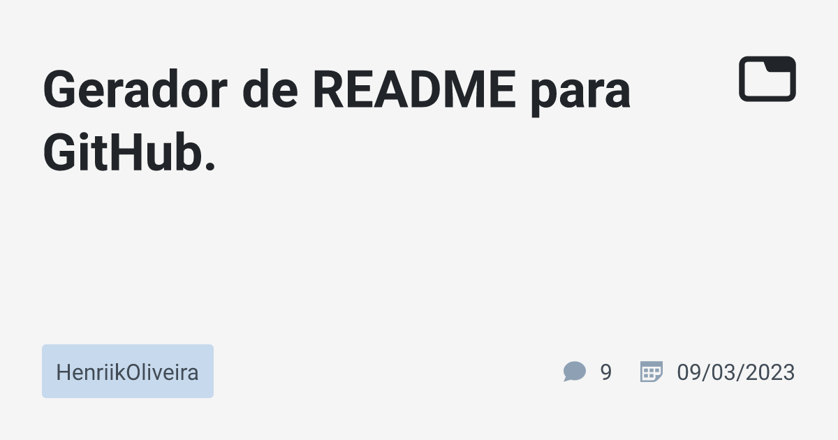 Gerador de README para GitHub. · HenriikOliveira · TabNews