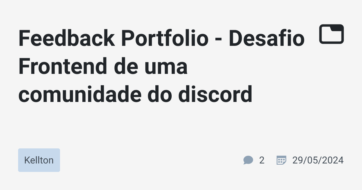 Feedback Portfolio - Desafio Frontend de uma comunidade do discord ...