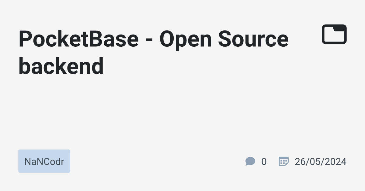 PocketBase - Open Source backend · NaNCodr · TabNews PocketBase - Open Source backend · NaNCodr · TabNews
