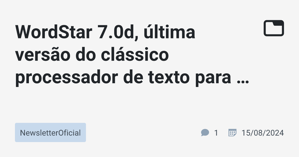 WordStar 7.0d, última versão do clássico processador de texto para DOS ...