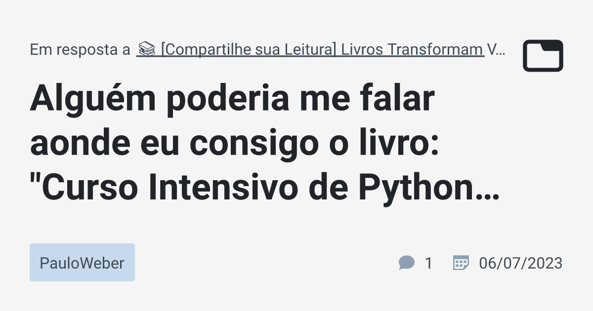 Alguém poderia me falar aonde eu consigo o livro: "Curso Intensivo de ...
