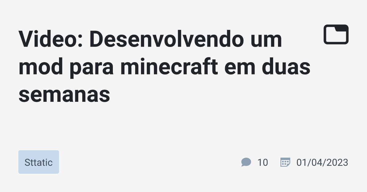 Video: Desenvolvendo um mod para minecraft em duas semanas · Sttatic ...