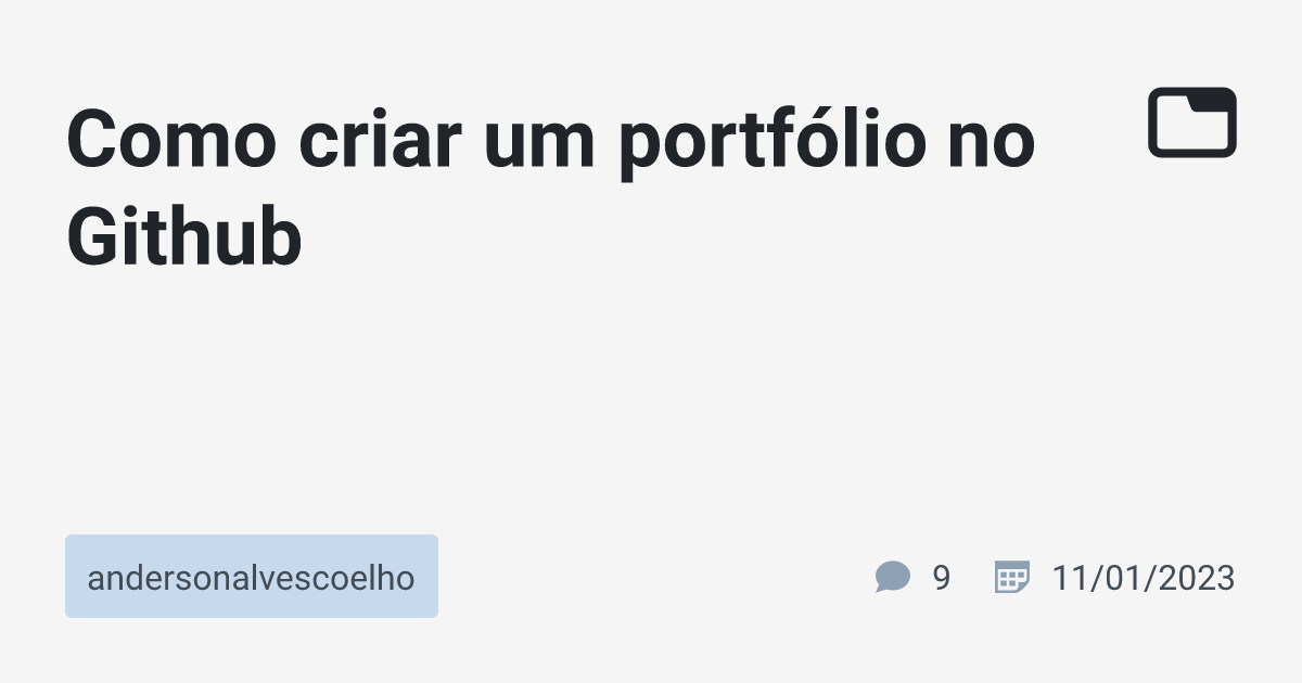 Como criar um portfólio no Github · andersonalvescoelho · TabNews