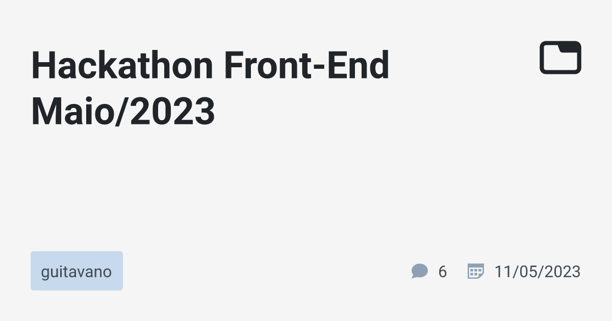 Hackathon Front-End Maio/2023 · guitavano · TabNews