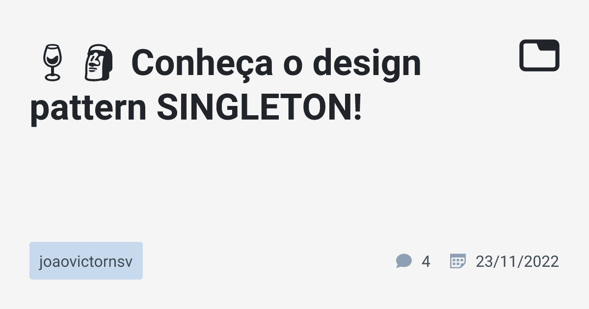 馃嵎馃椏 Conhe莽a o design pattern SINGLETON! 路 joaovictornsv 路 TabNews 馃嵎馃椏 Conhe莽a o design pattern SINGLETON! 路 joaovictornsv 路 TabNews