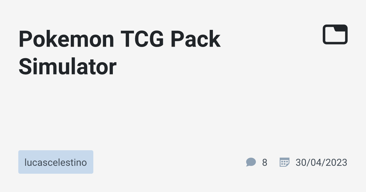 Pokemon TCG Pack Simulator · lucascelestino · TabNews