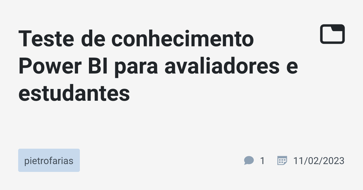 Teste de conhecimento Power BI para avaliadores e estudantes ...