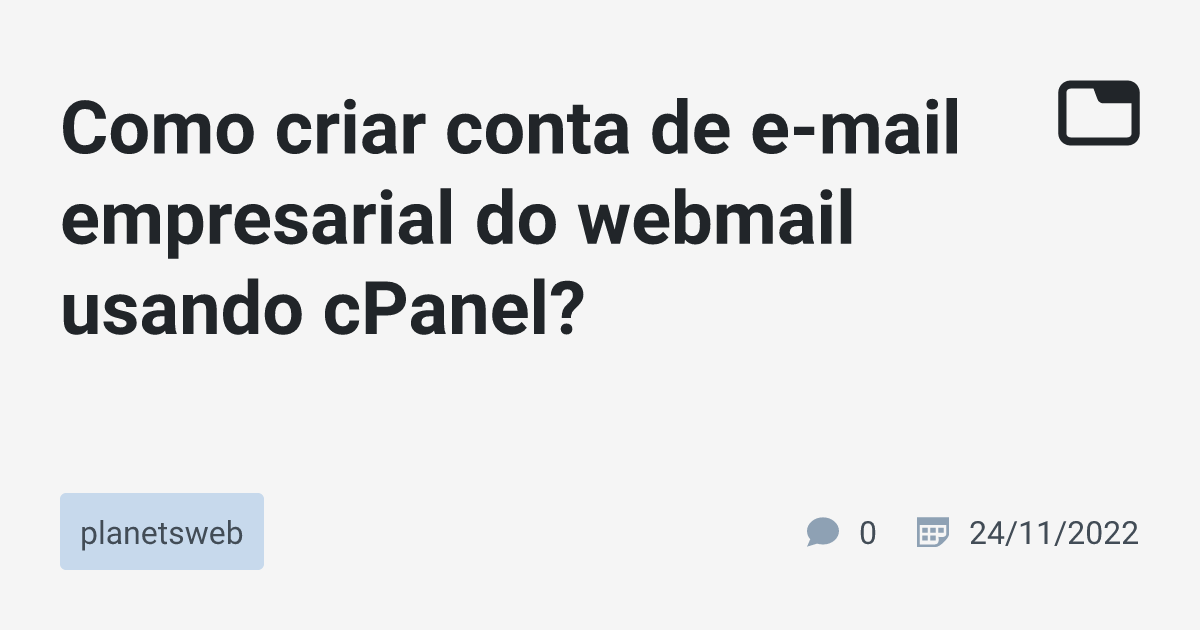 Como criar conta de e-mail empresarial do webmail usando cPanel ...