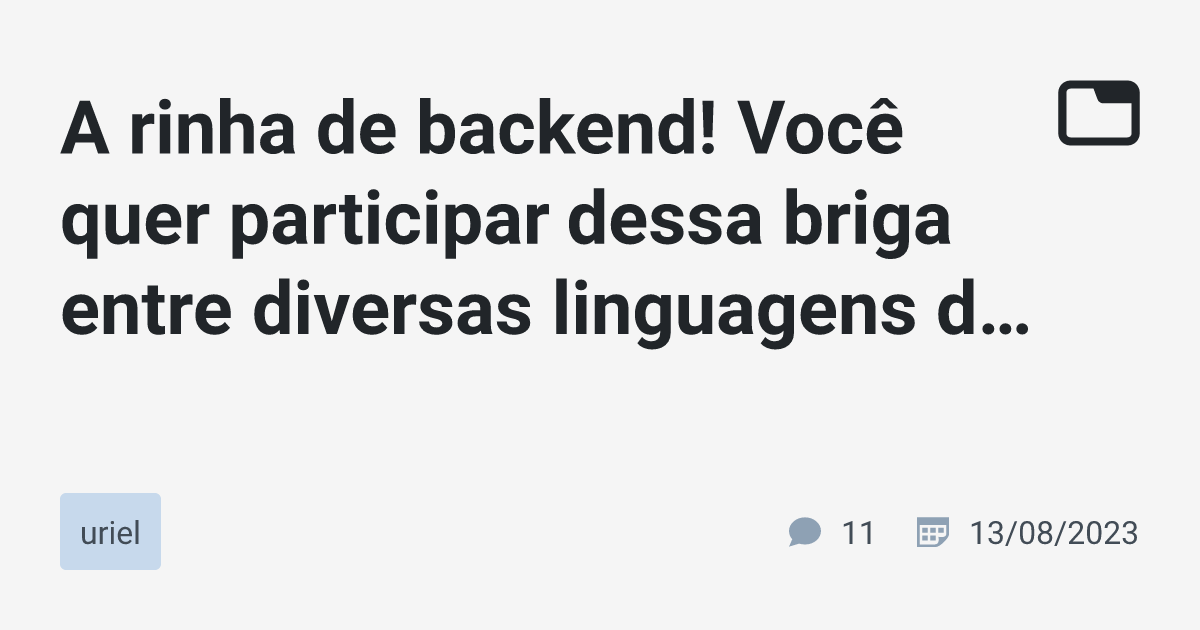 A rinha de backend! Você quer participar dessa briga entre diversas linguagens de backend ...