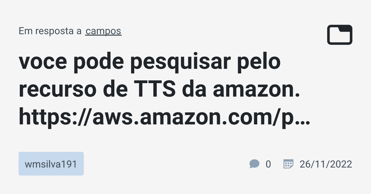 voce pode pesquisar pelo recurso de TTS da amazon. https://aws.amazon ...